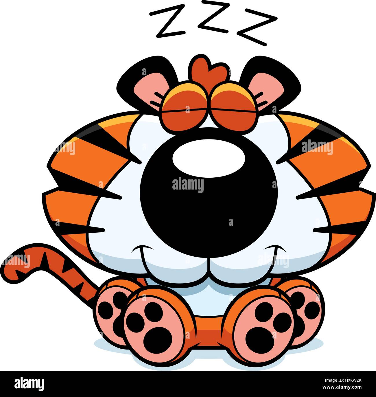 A cartoon illustration of a tiger cub taking a nap Stock Vector Image ...