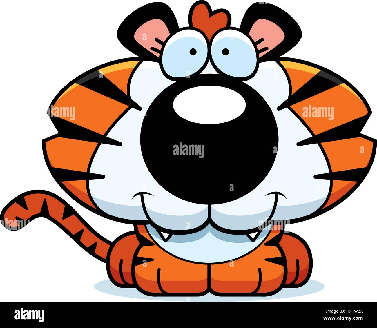 A cartoon illustration of a tiger cub with a happy expression Stock ...
