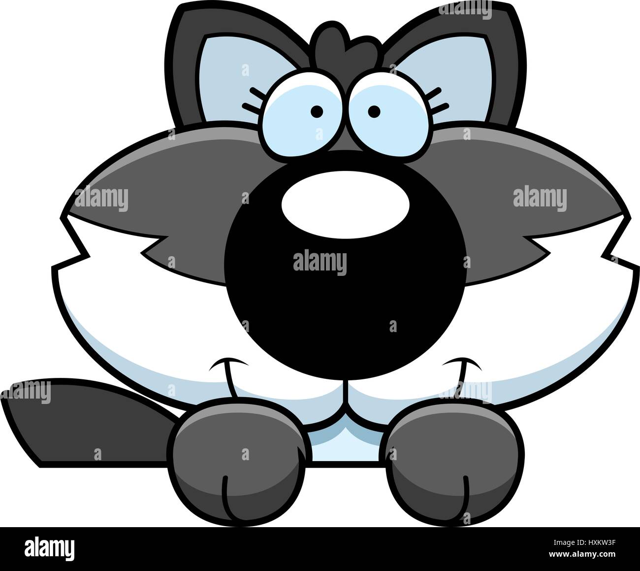 A cartoon illustration of a wolf pup peeking over an object Stock ...
