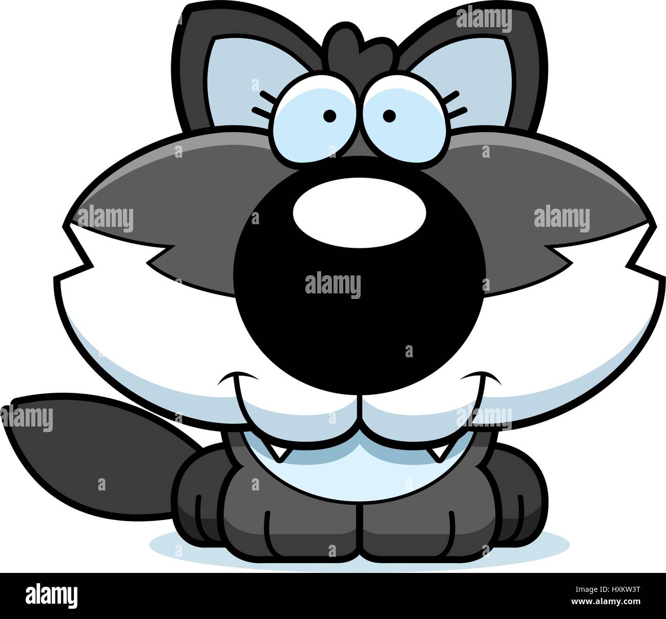 A cartoon illustration of a wolf pup with a happy expression Stock ...