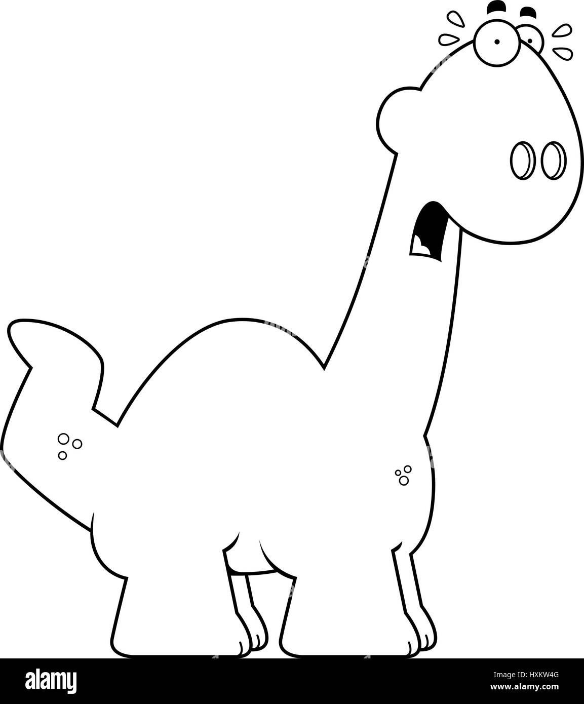 A cartoon illustration of a Apatosaurus dinosaur looking scared Stock ...