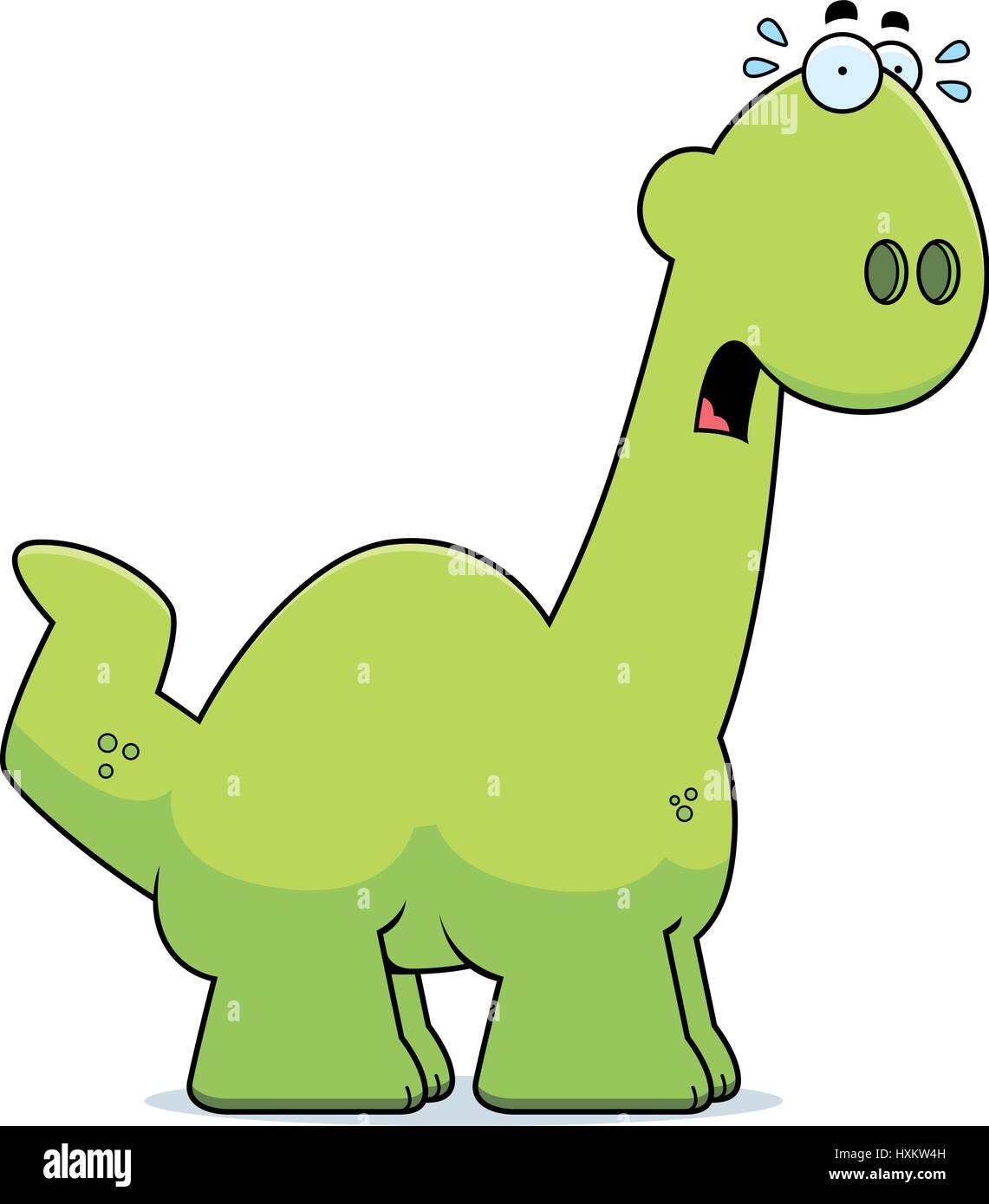 A cartoon illustration of a Apatosaurus dinosaur looking scared Stock ...
