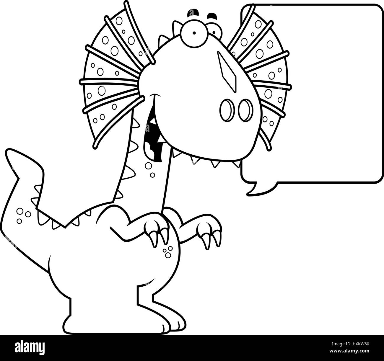 A cartoon illustration of a Dilophosaurus dinosaur talking Stock Vector ...