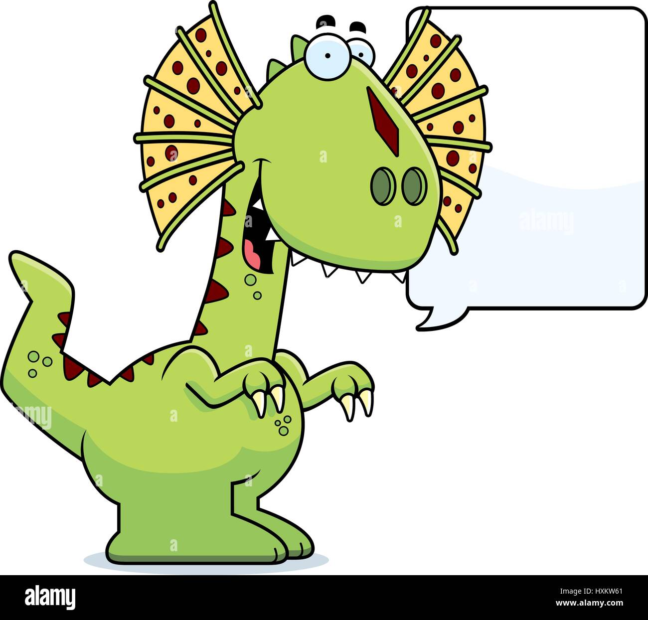 A cartoon illustration of a Dilophosaurus dinosaur talking Stock Vector ...