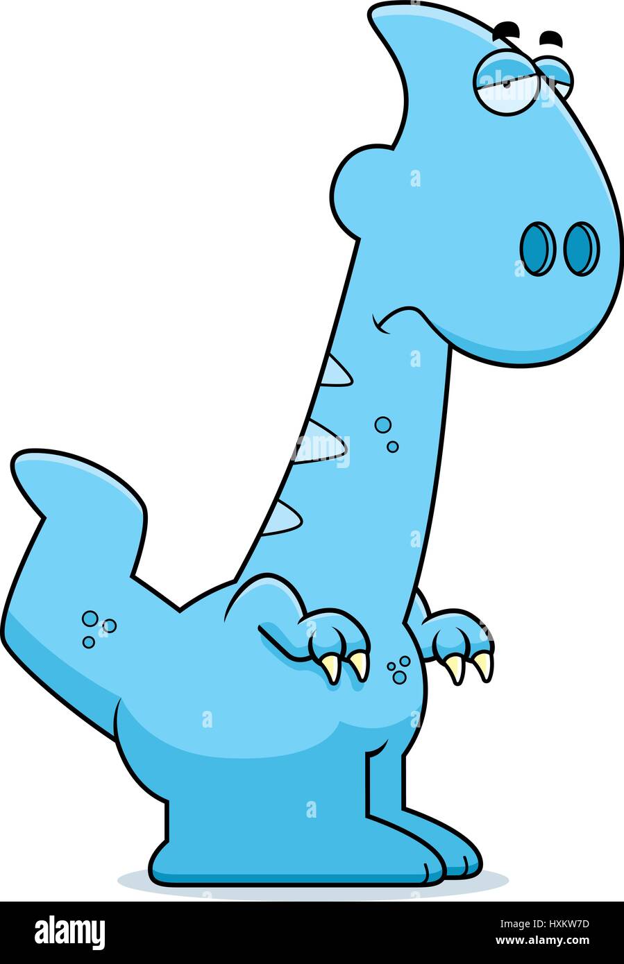 A cartoon illustration of a Parasaurolophus dinosaur looking sad Stock ...