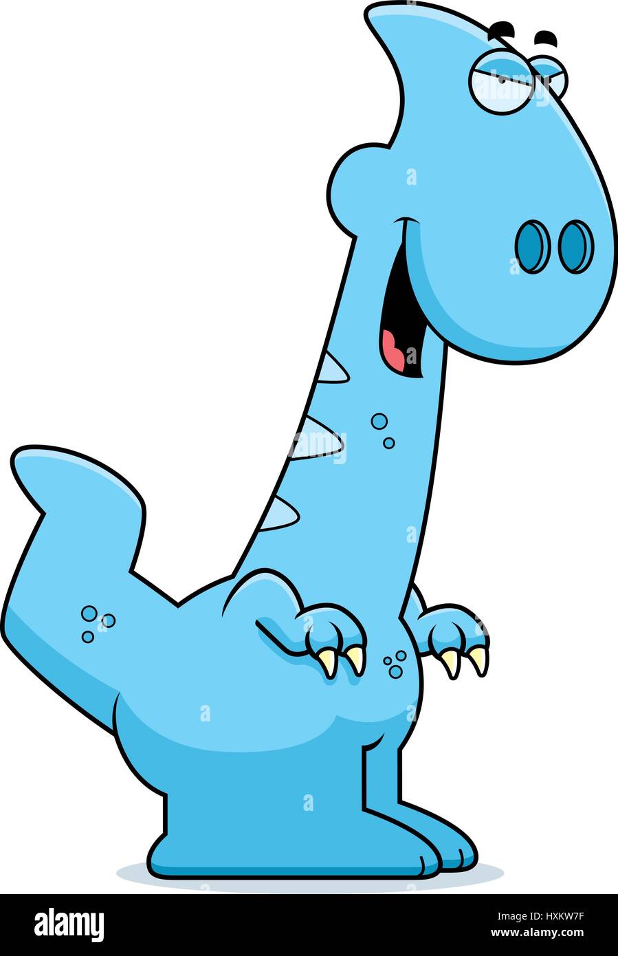 A cartoon illustration of a Parasaurolophus dinosaur with a sly ...