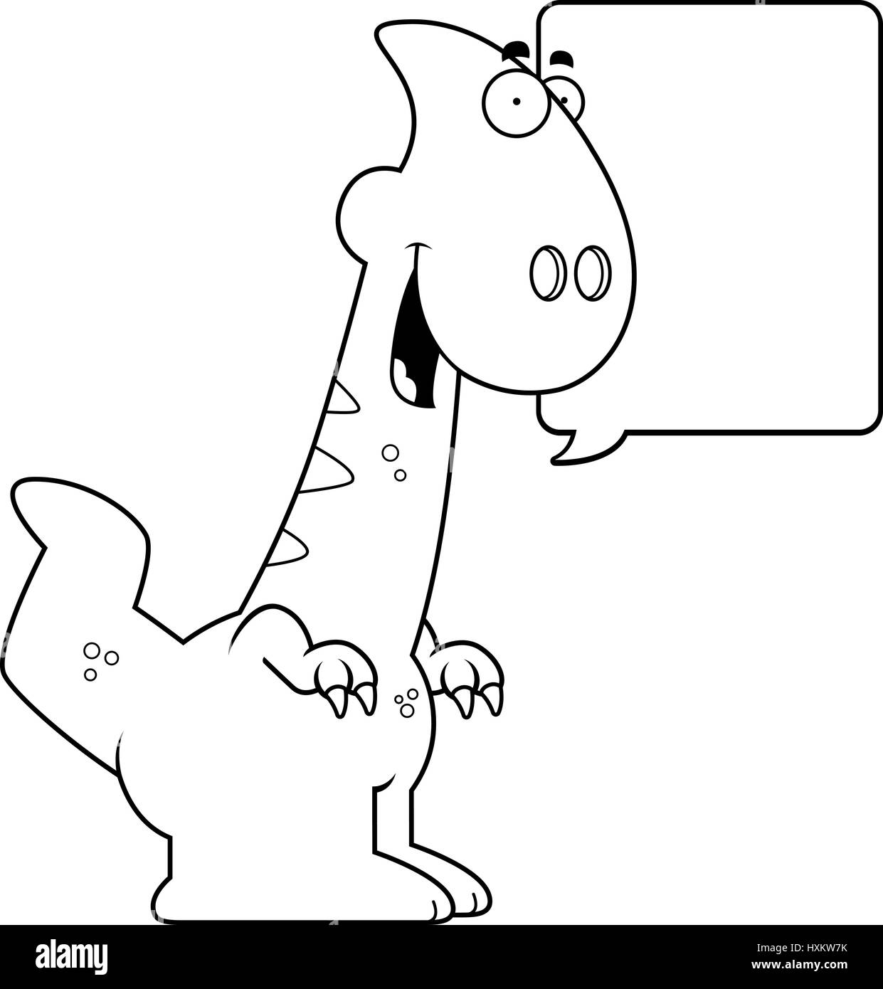 A cartoon illustration of a Parasaurolophus dinosaur talking Stock ...