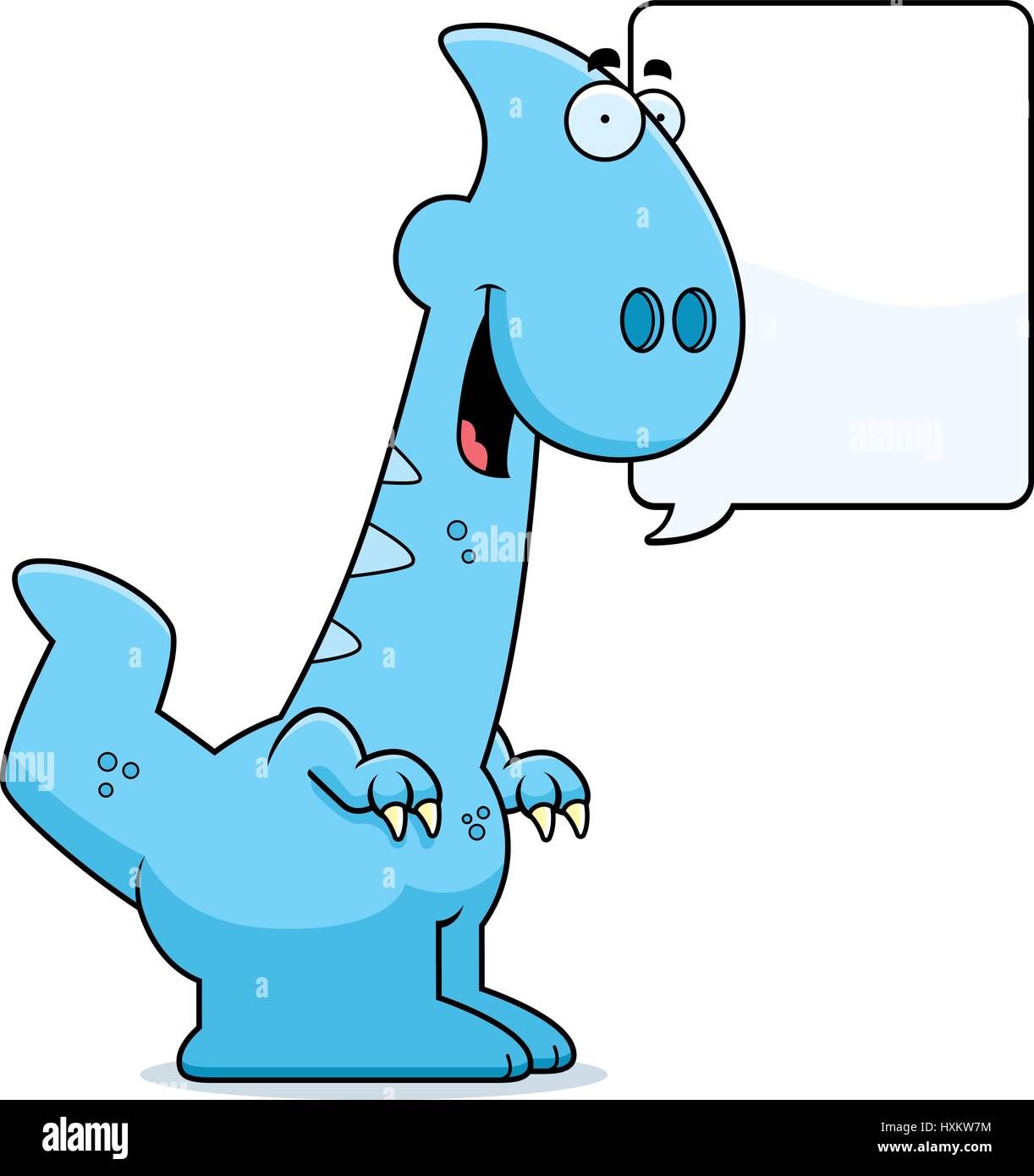 A cartoon illustration of a Parasaurolophus dinosaur talking Stock ...