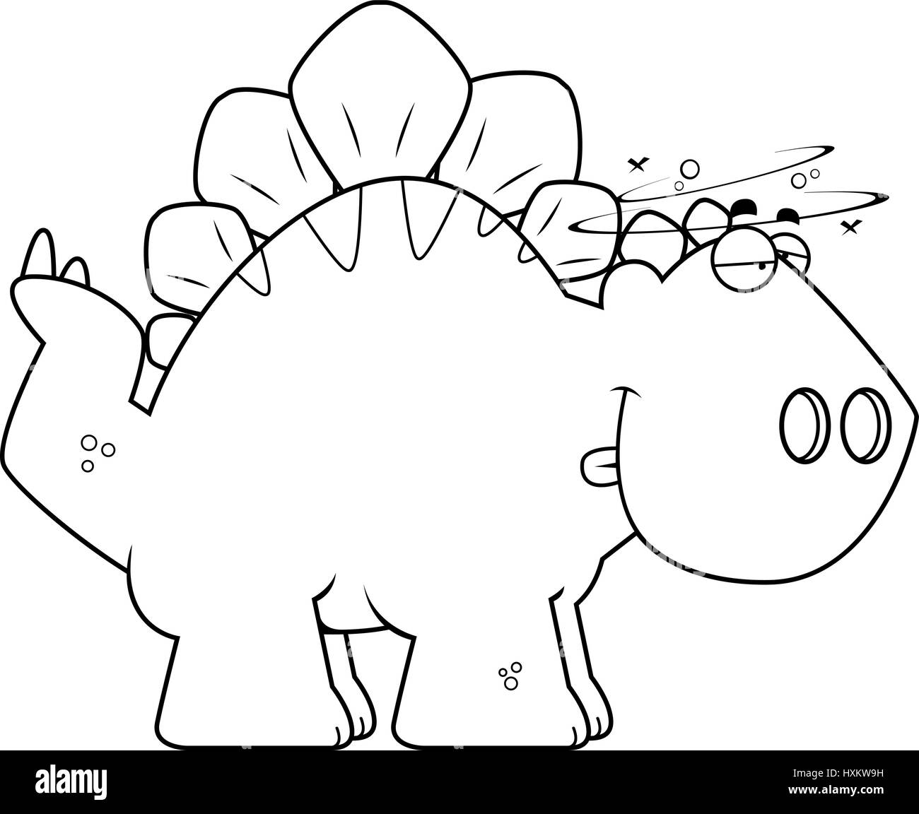 A cartoon illustration of a Stegosaurus dinosaur looking drunk Stock ...