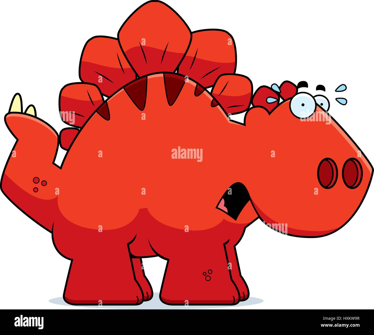 A cartoon illustration of a Stegosaurus dinosaur looking scared Stock ...