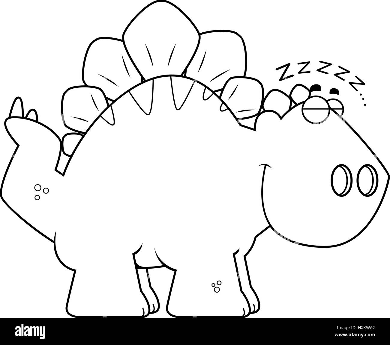 A Cartoon Illustration Of A Stegosaurus Dinosaur Sleeping Stock Vector