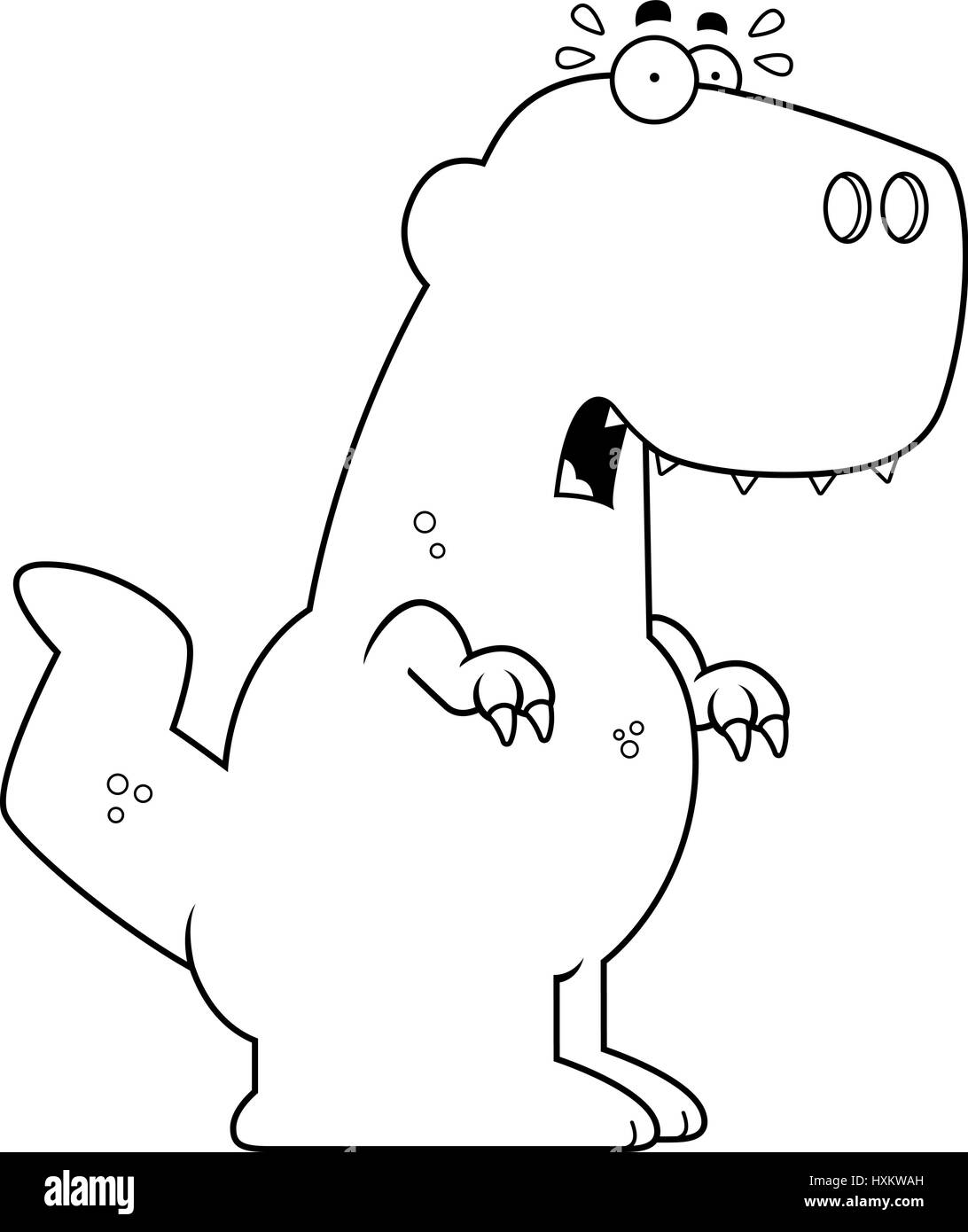 A cartoon illustration of a Tyrannosaurus Rex dinosaur looking scared ...