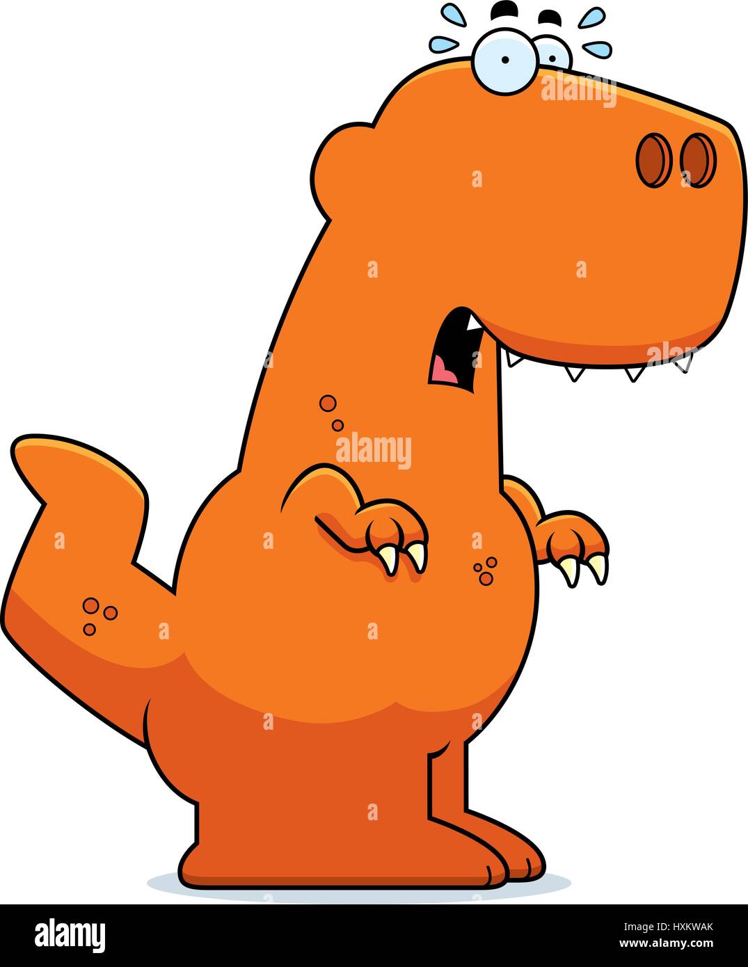 A cartoon illustration of a Tyrannosaurus Rex dinosaur looking scared ...