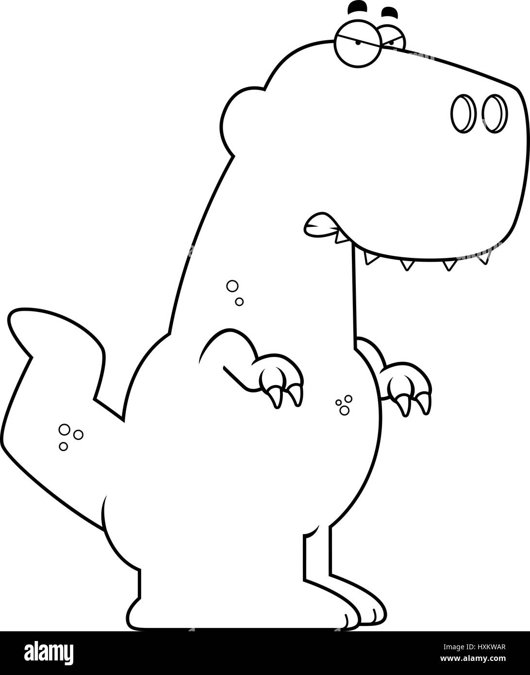 A cartoon illustration of a Tyrannosaurus Rex dinosaur looking angry ...