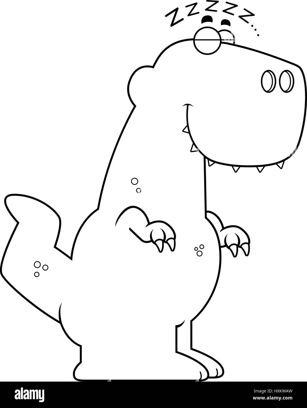 A cartoon illustration of a Tyrannosaurus Rex dinosaur sleeping Stock ...
