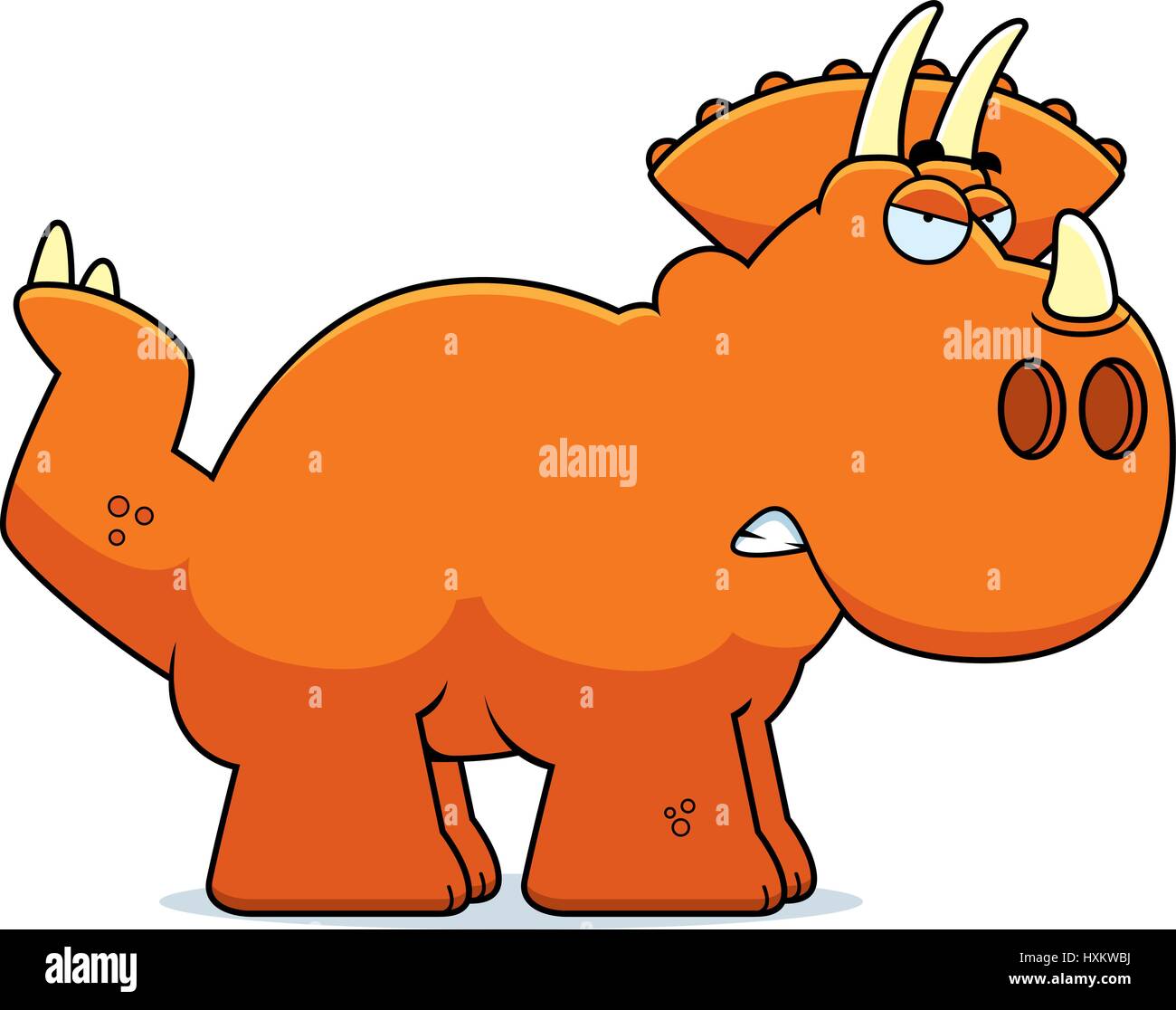 A cartoon illustration of a Triceratops dinosaur looking angry Stock ...