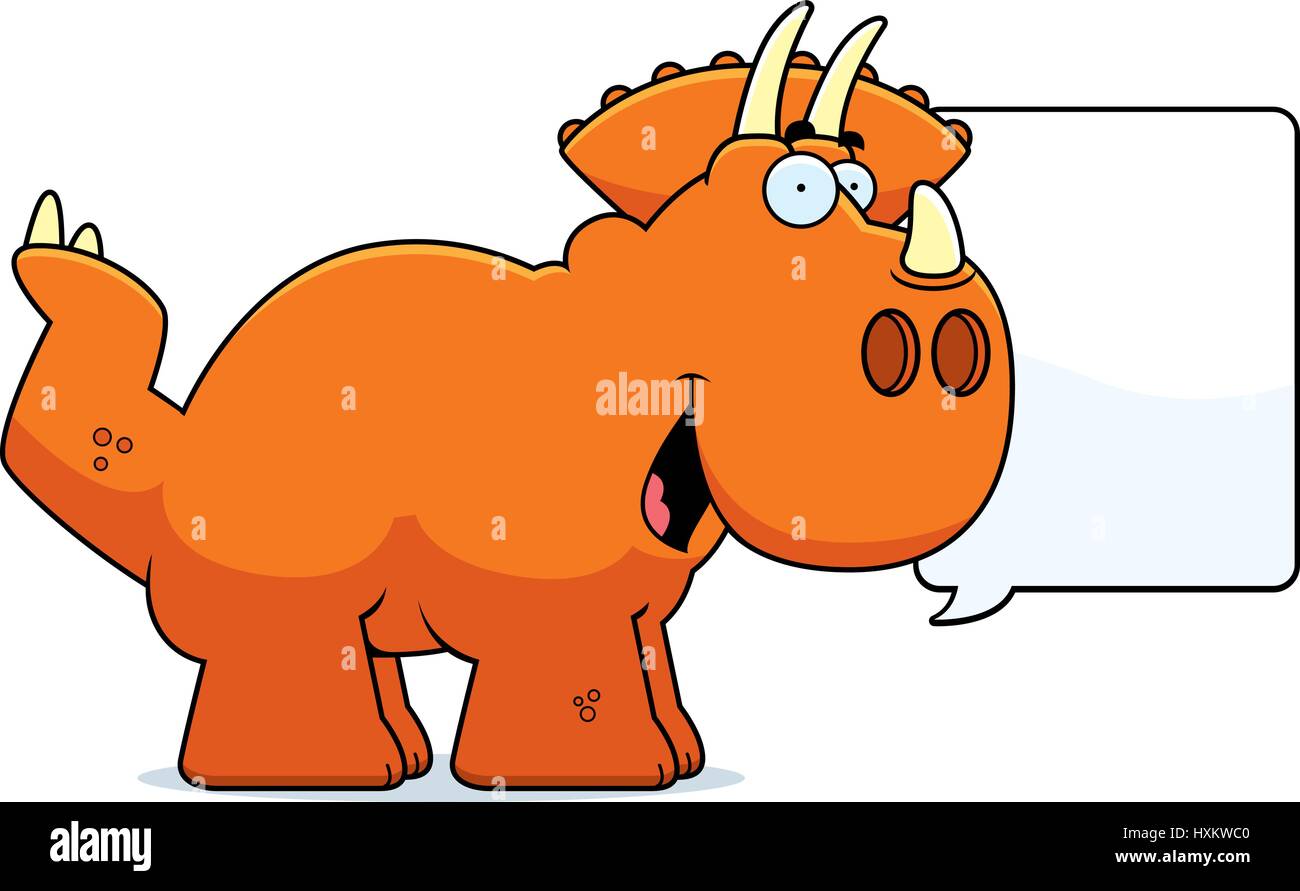 A cartoon illustration of a Triceratops dinosaur talking Stock Vector ...