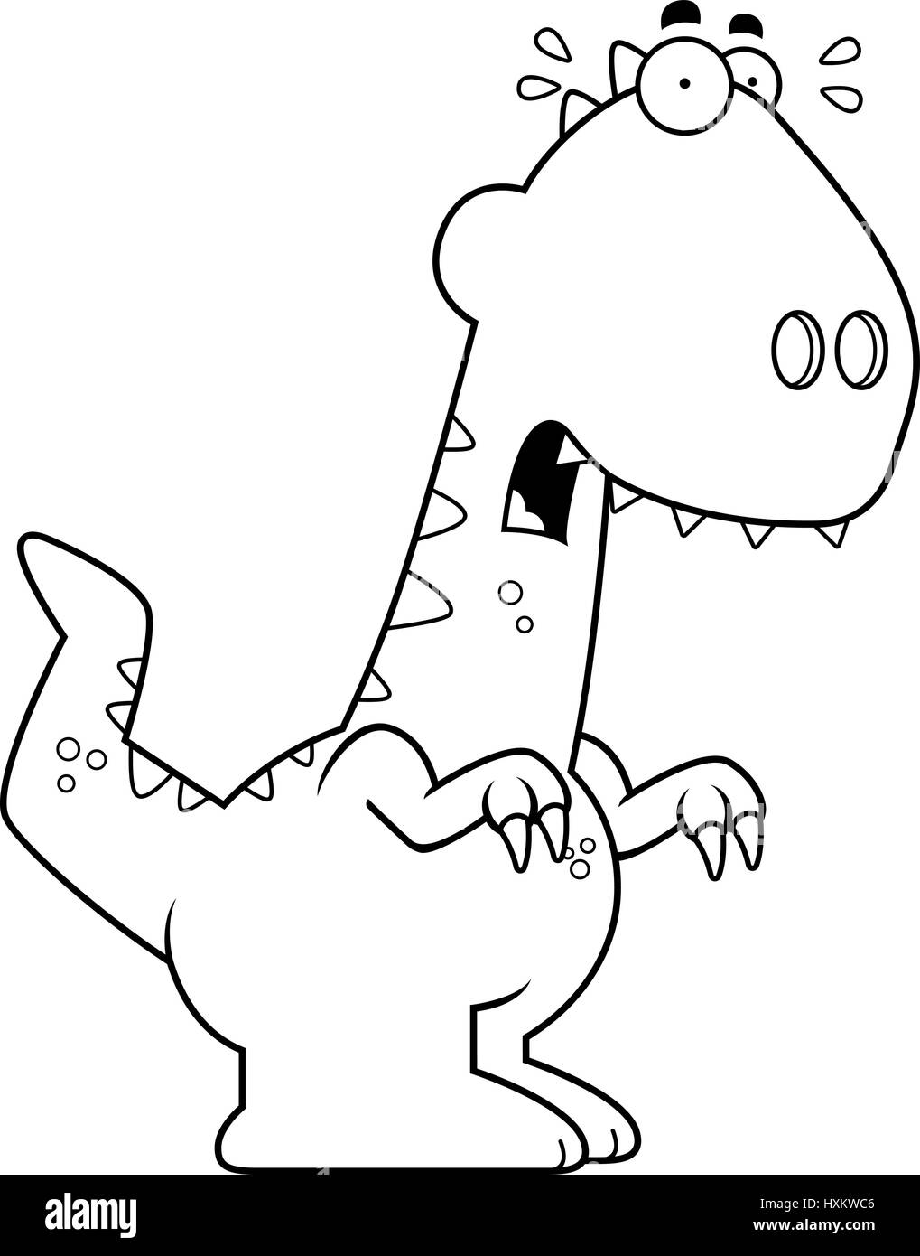 A cartoon illustration of a Velociraptor dinosaur looking scared Stock ...