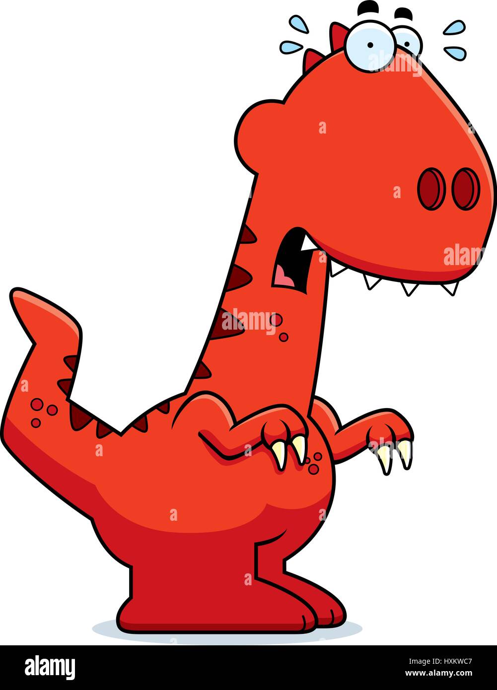 A cartoon illustration of a Velociraptor dinosaur looking scared Stock ...