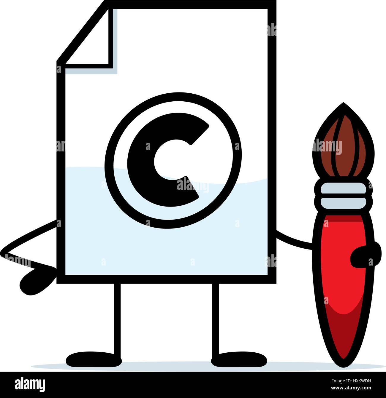 A cartoon illustration of a copyrighted file with a paintbrush Stock ...