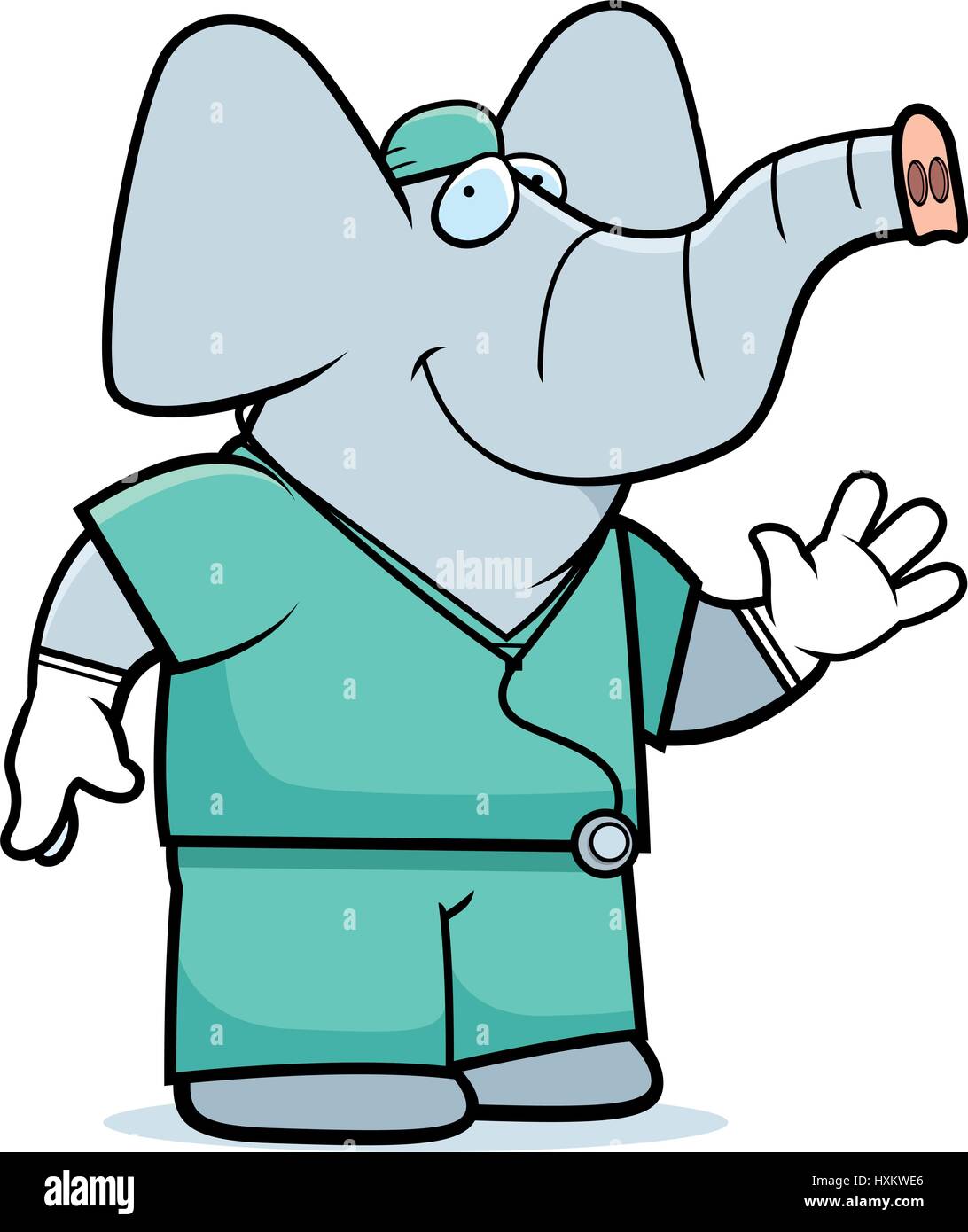 A cartoon illustration of an elephant doctor in scrubs Stock Vector ...