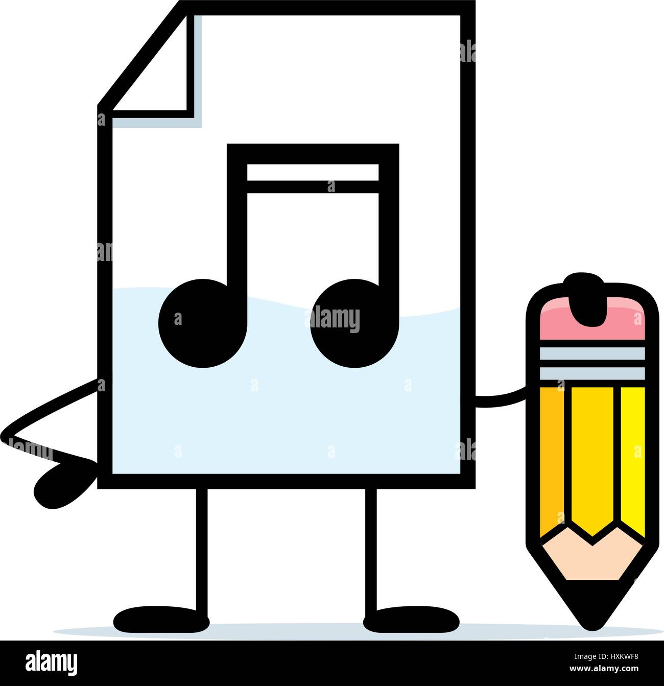 A cartoon illustration of an audio file with a pencil Stock Vector ...