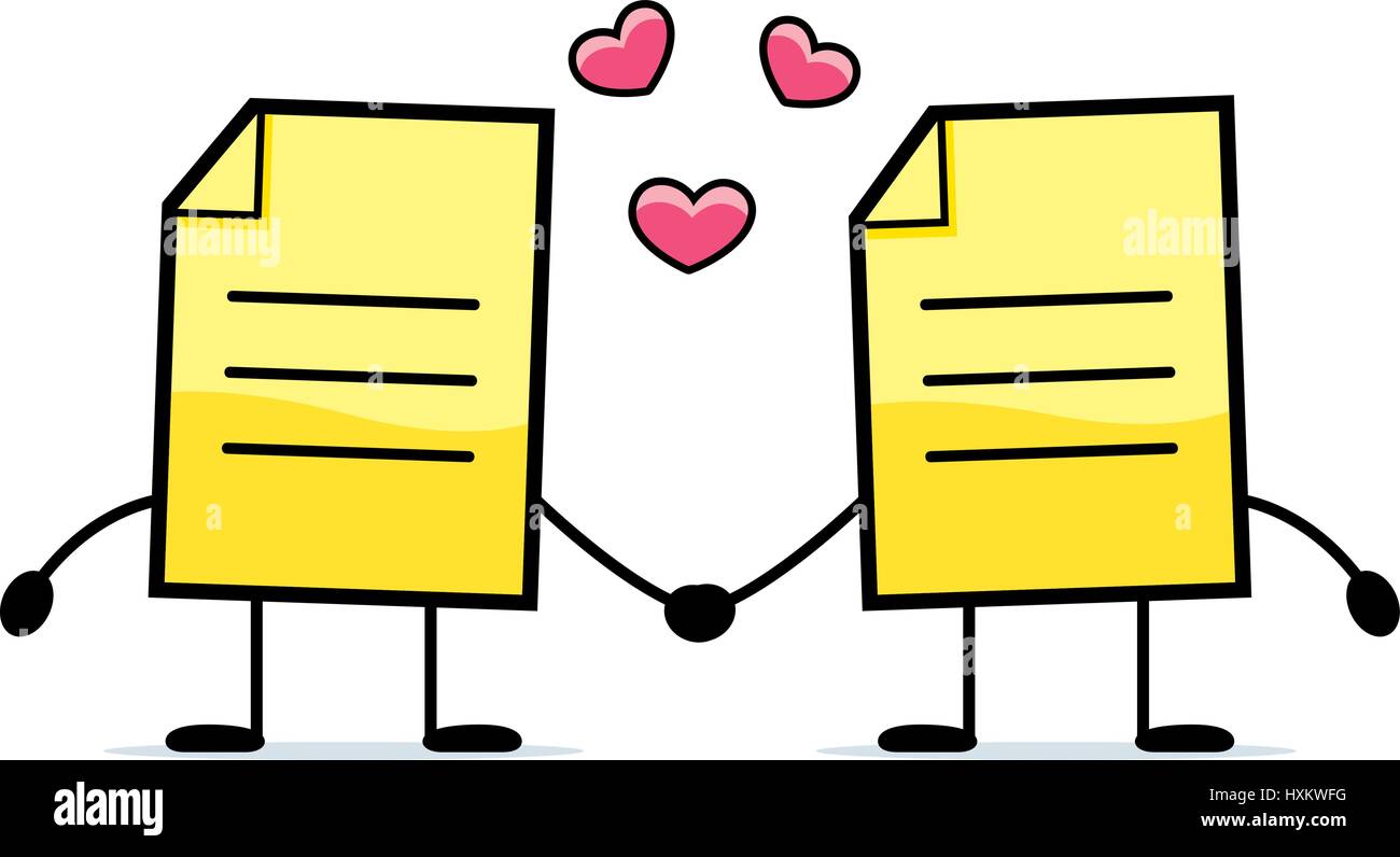 A cartoon illustration of a yellow note holding hands Stock Vector ...