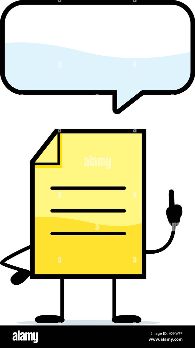 A cartoon illustration of a yellow note talking Stock Vector Image ...