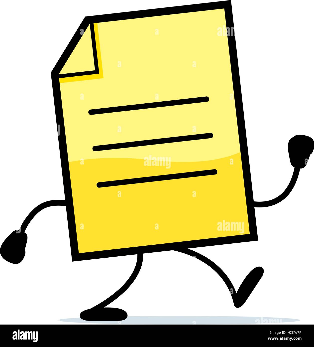 A cartoon illustration of a yellow note walking Stock Vector Image ...