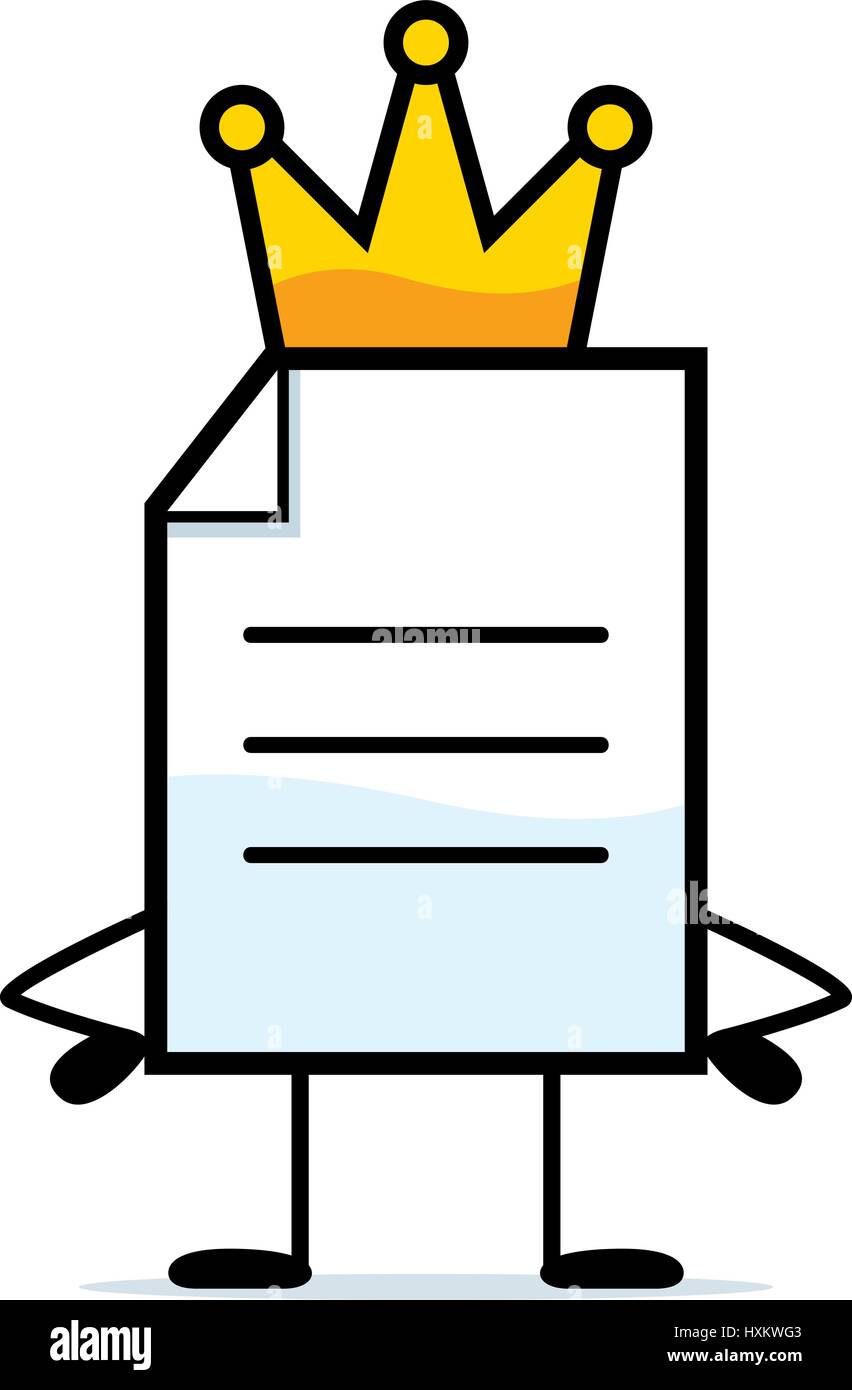 A cartoon illustration of a document with a crown Stock Vector Image ...