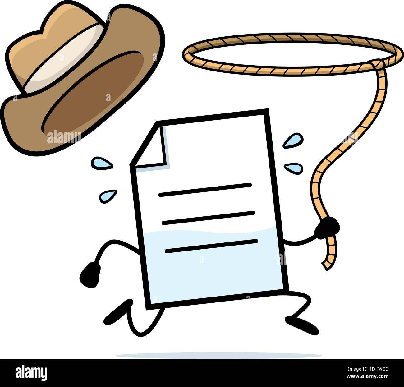 A cartoon illustration of a file wrangling file with a cowboy hat and ...