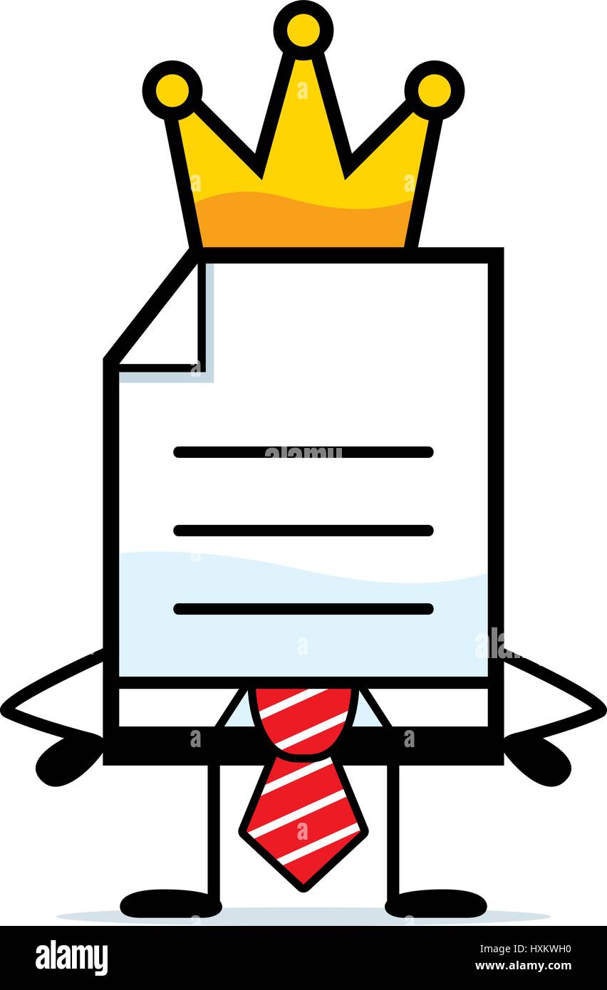 A cartoon illustration of a business document with a crown Stock Vector ...