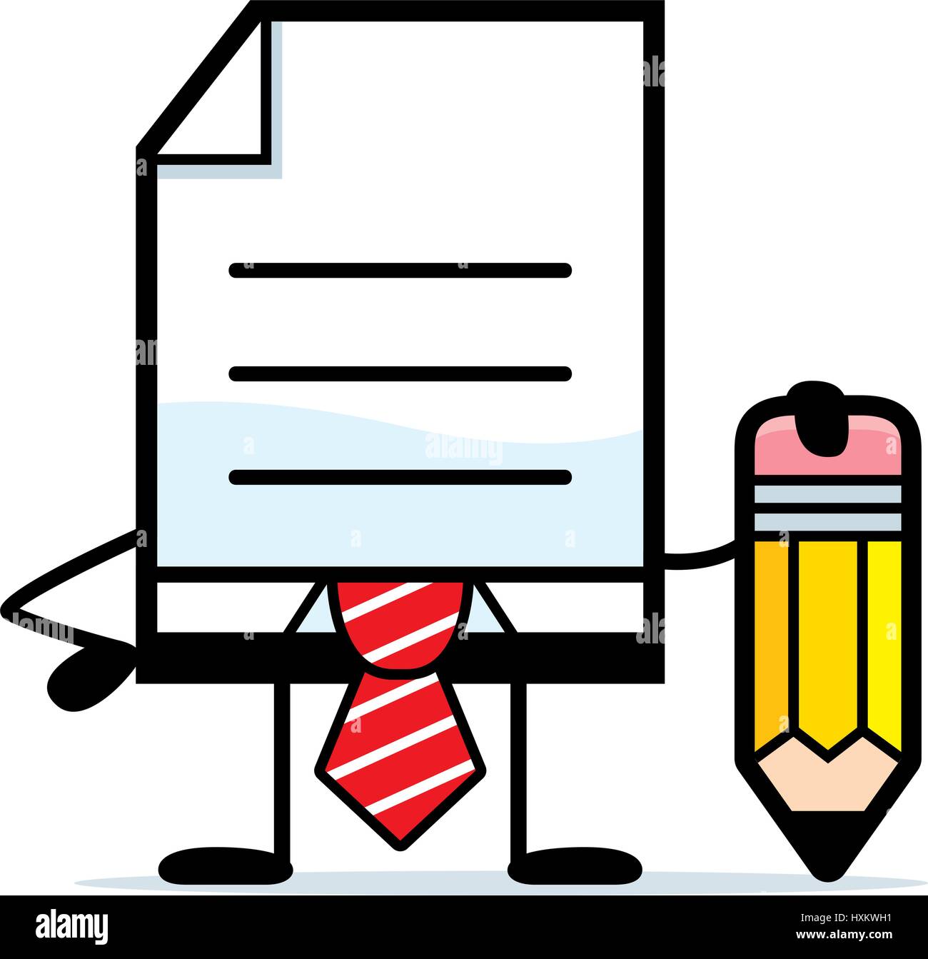 A cartoon illustration of a business document with a pencil Stock ...