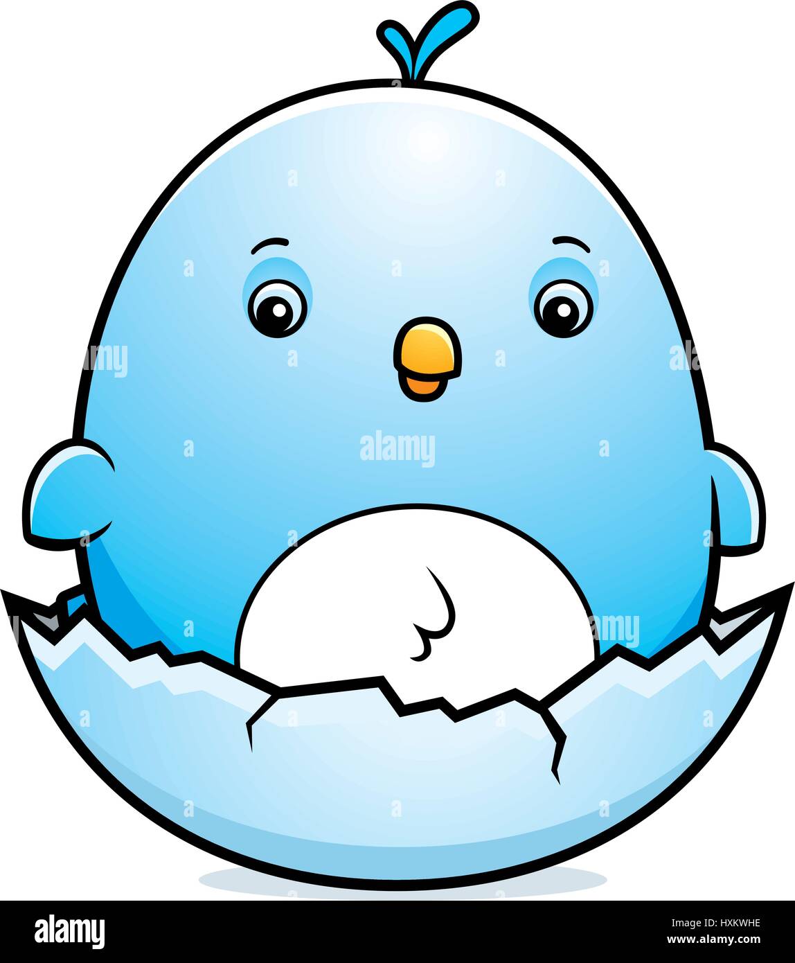 A cartoon illustration of a baby bluebird hatching from an egg Stock ...