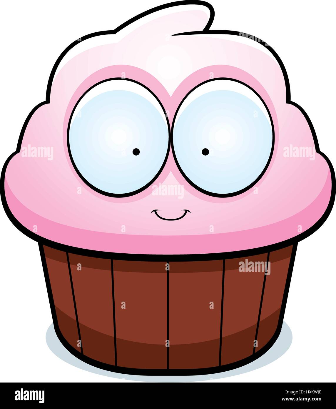 A cartoon illustration of a cupcake smiling and happy Stock Vector ...
