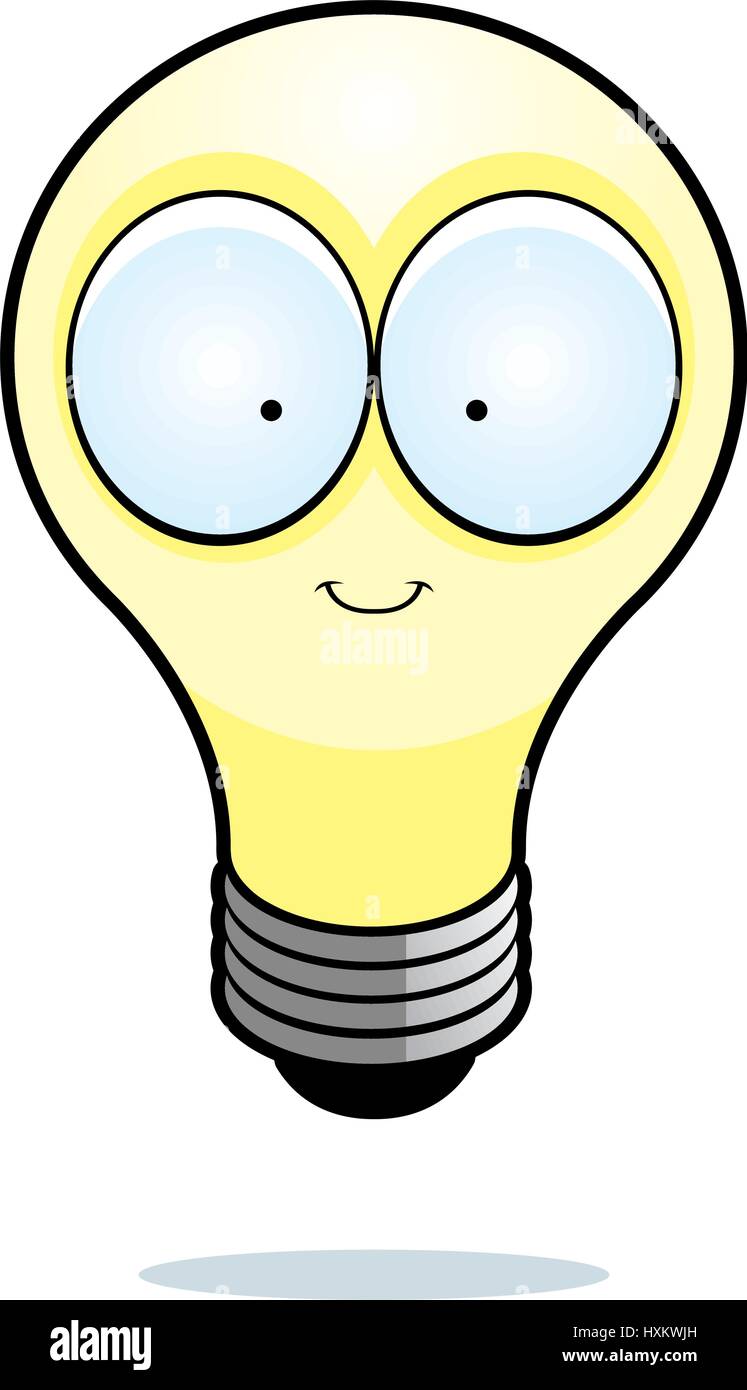 A cartoon illustration of a light bulb smiling and happy Stock Vector ...