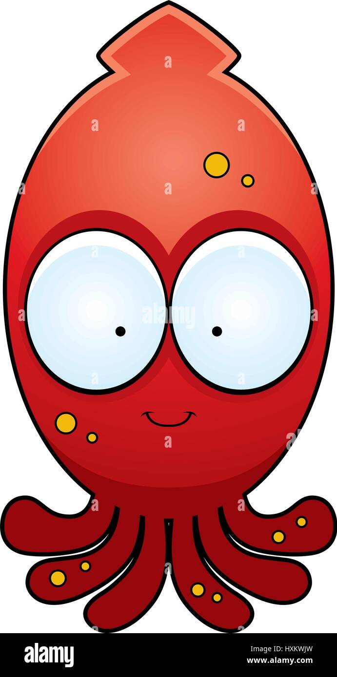 A cartoon illustration of a squid smiling and happy Stock Vector Image ...
