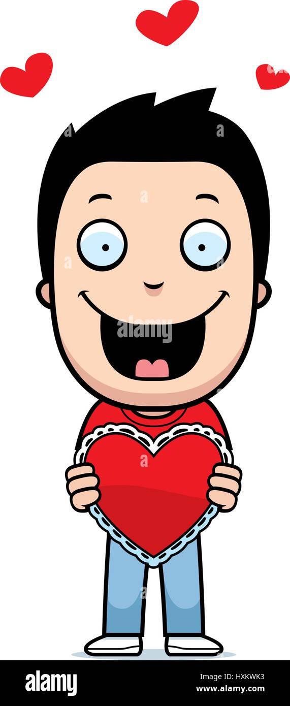 A cartoon illustration of a boy with a valentine Stock Vector Image ...