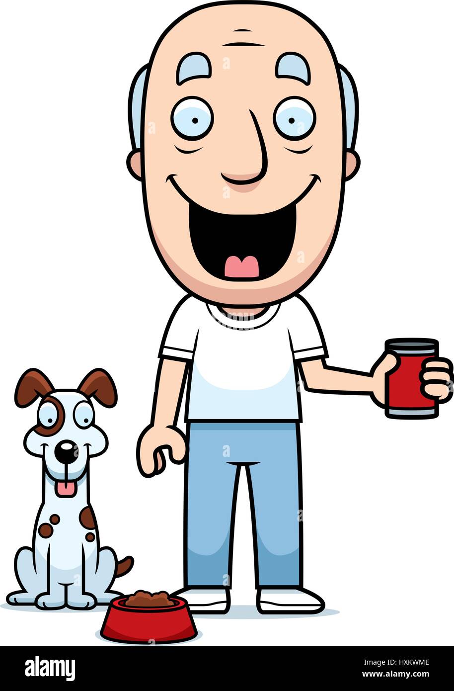 A happy cartoon man feeding the dog Stock Vector Image & Art - Alamy