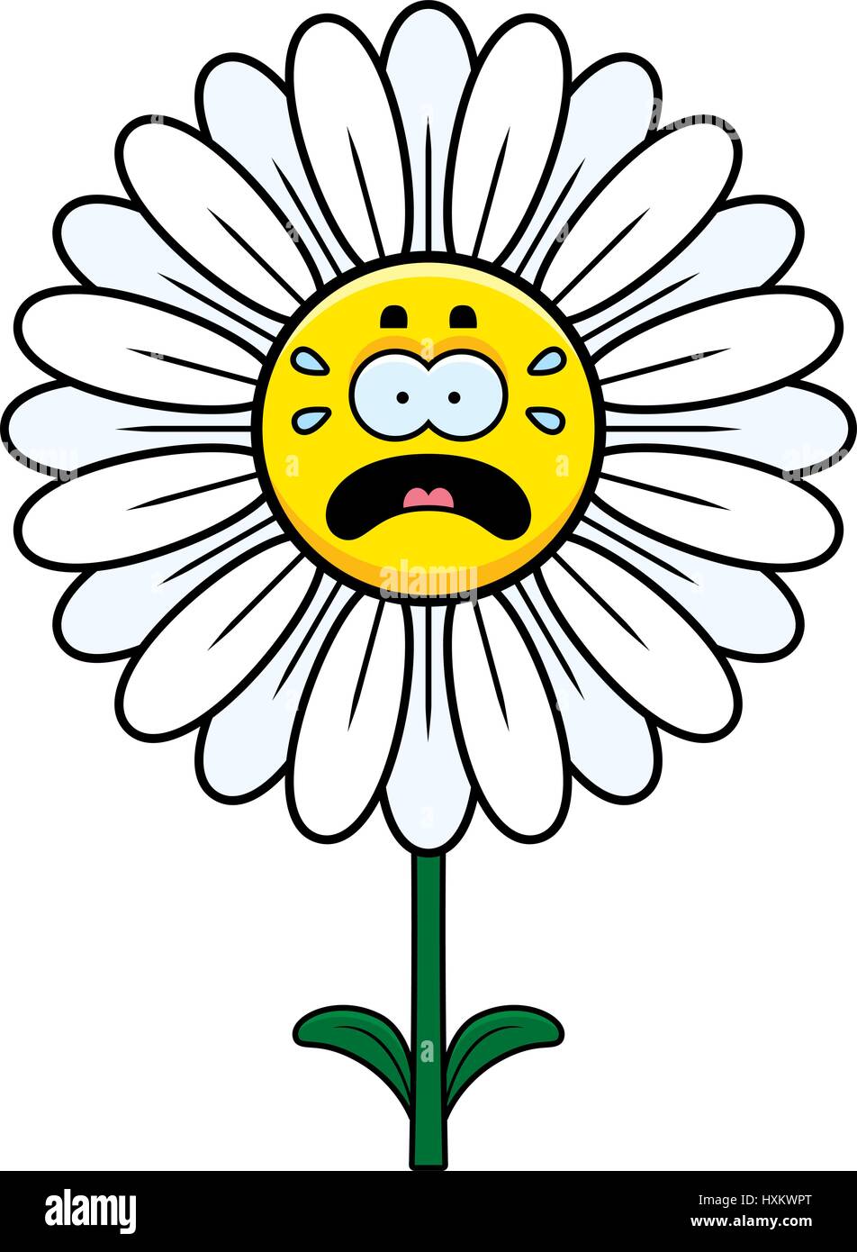A cartoon illustration of a daisy looking scared Stock Vector Image ...