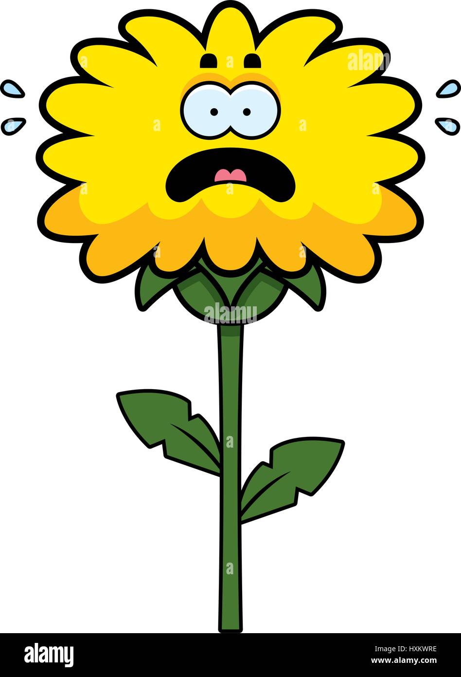 A cartoon illustration of a dandelion looking scared Stock Vector Image ...