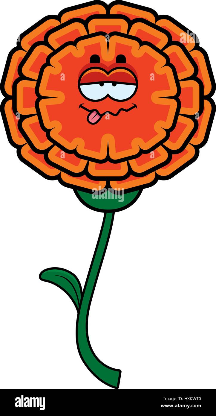 A cartoon illustration of a marigold looking sick Stock Vector Image ...