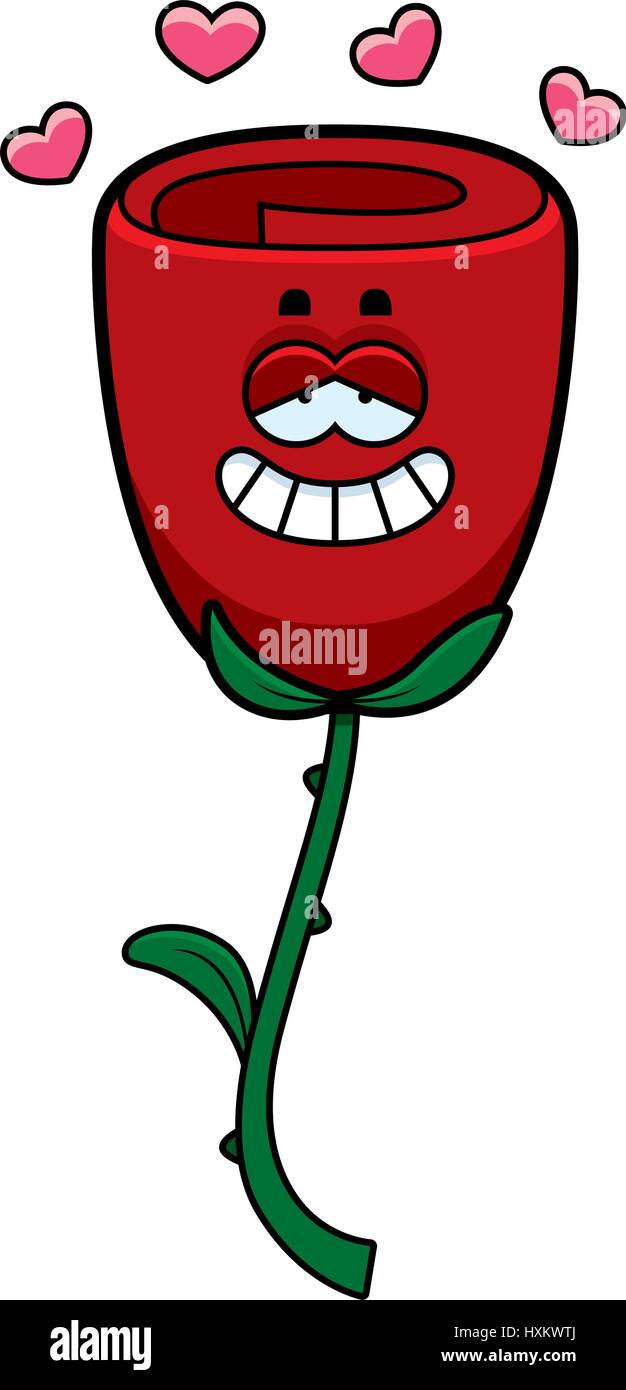 A cartoon illustration of a rose with an in love expression Stock ...