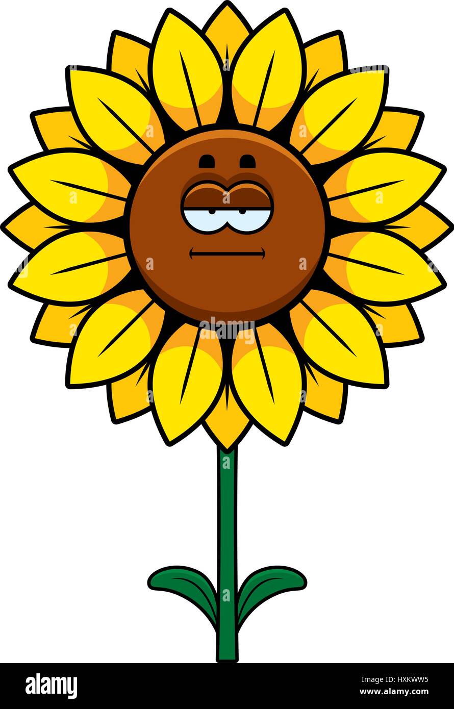 A cartoon illustration of a sunflower looking calm Stock Vector Image ...