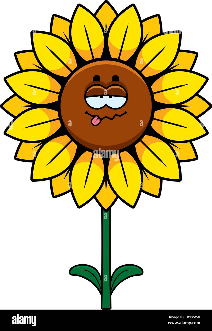 A cartoon illustration of a sunflower looking sick Stock Vector Image ...