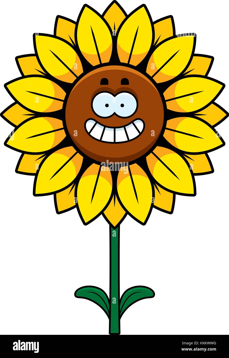 A cartoon illustration of a sunflower looking happy Stock Vector Image ...