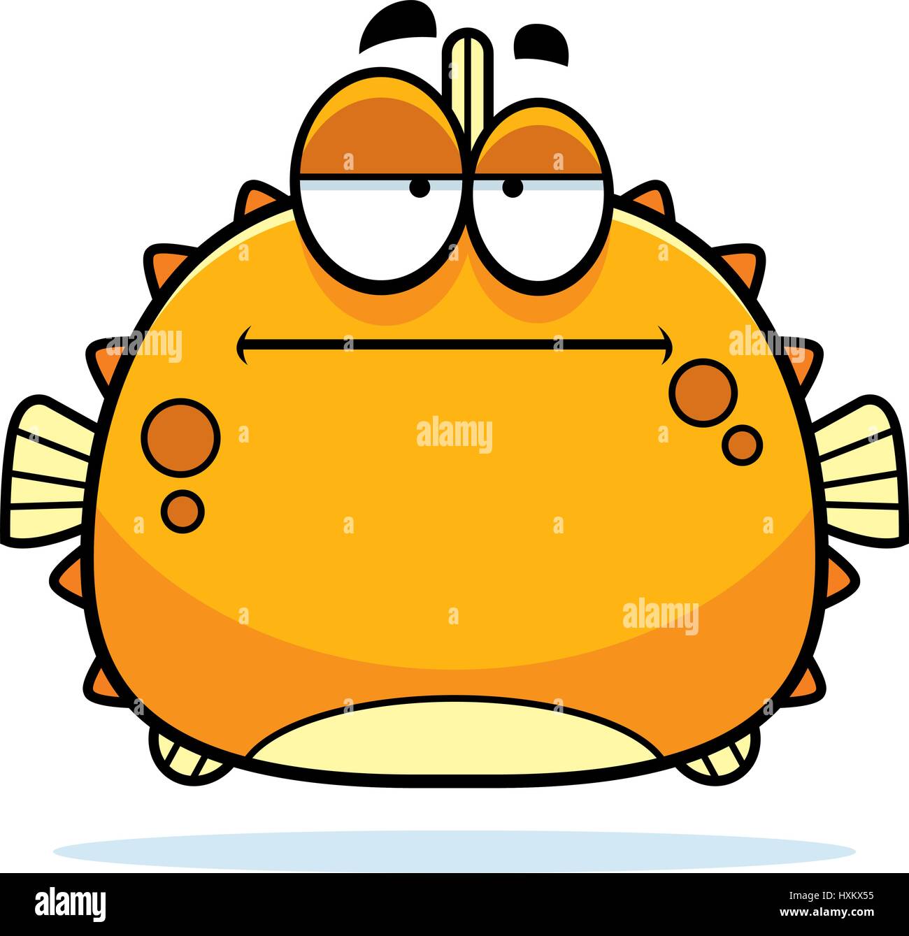 A cartoon illustration of a blowfish looking bored Stock Vector Image ...