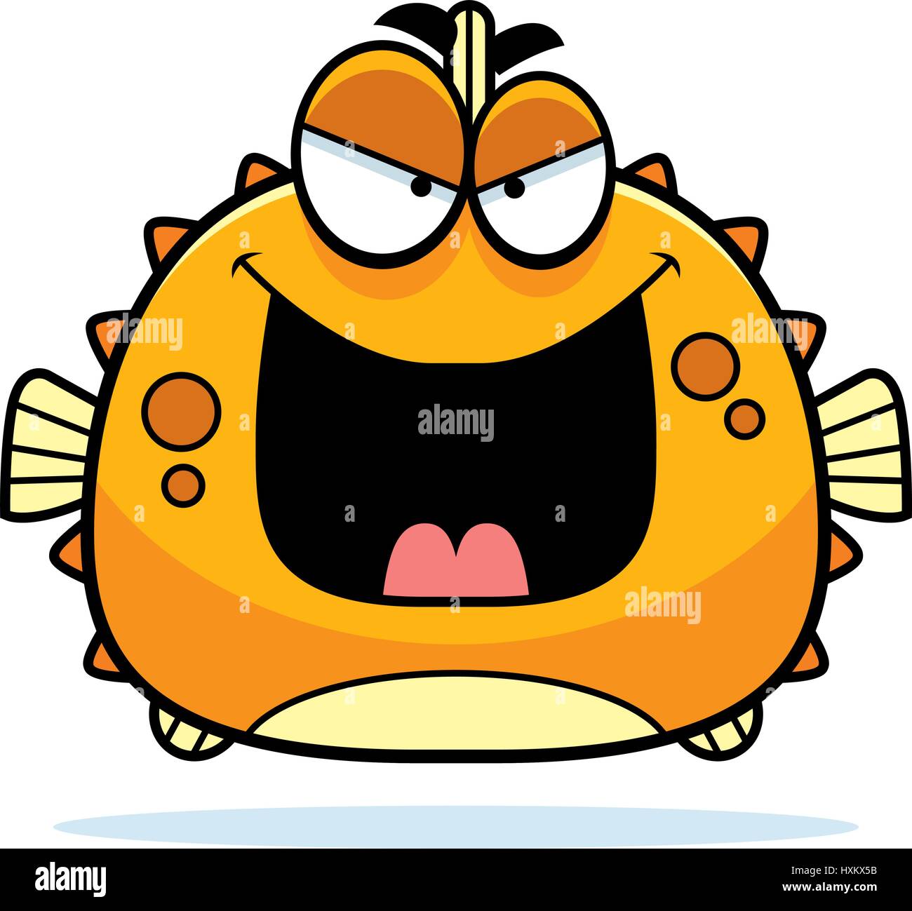 A cartoon illustration of an evil looking blowfish Stock Vector Image ...