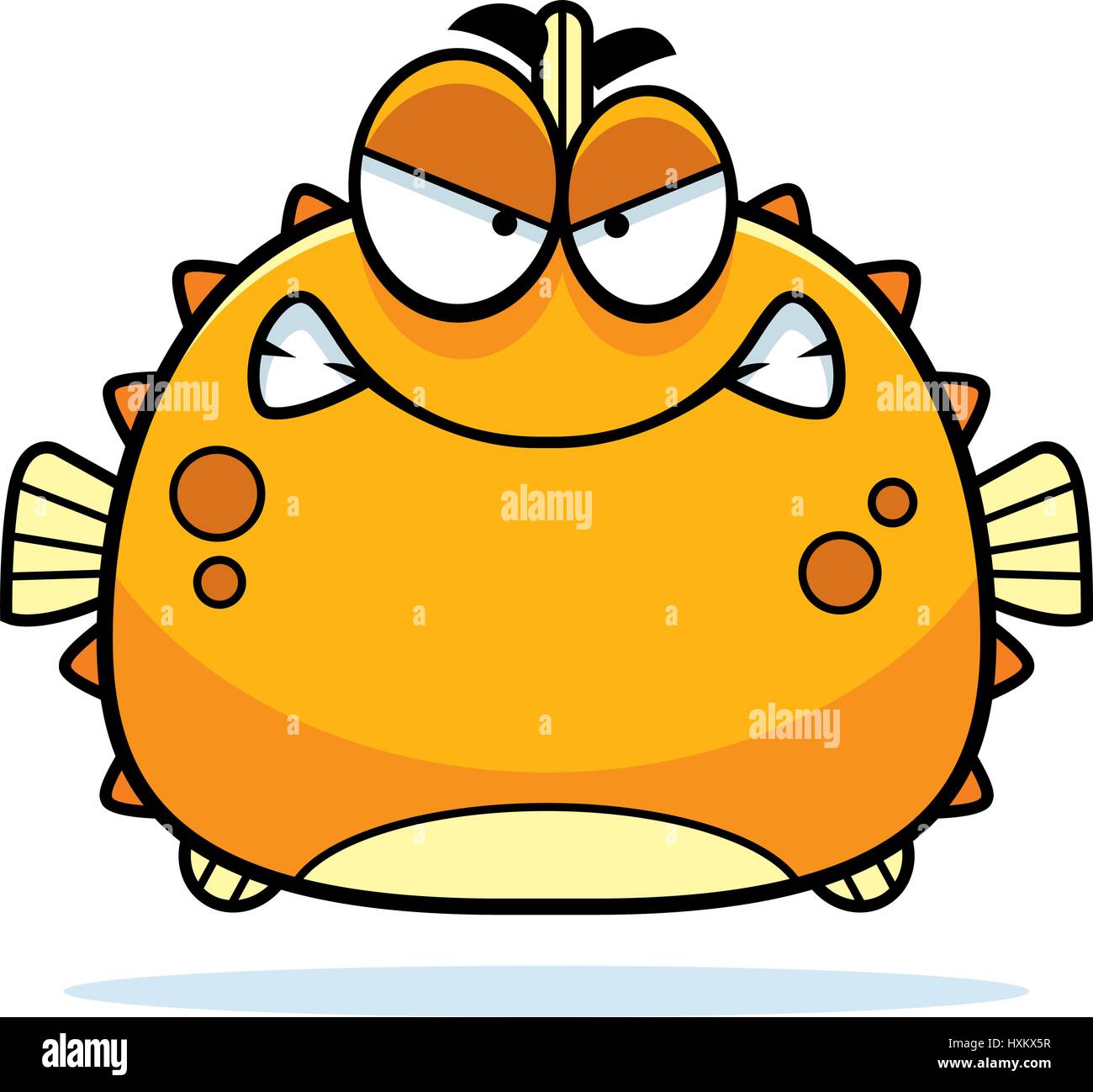 A cartoon illustration of a blowfish looking angry Stock Vector Image ...