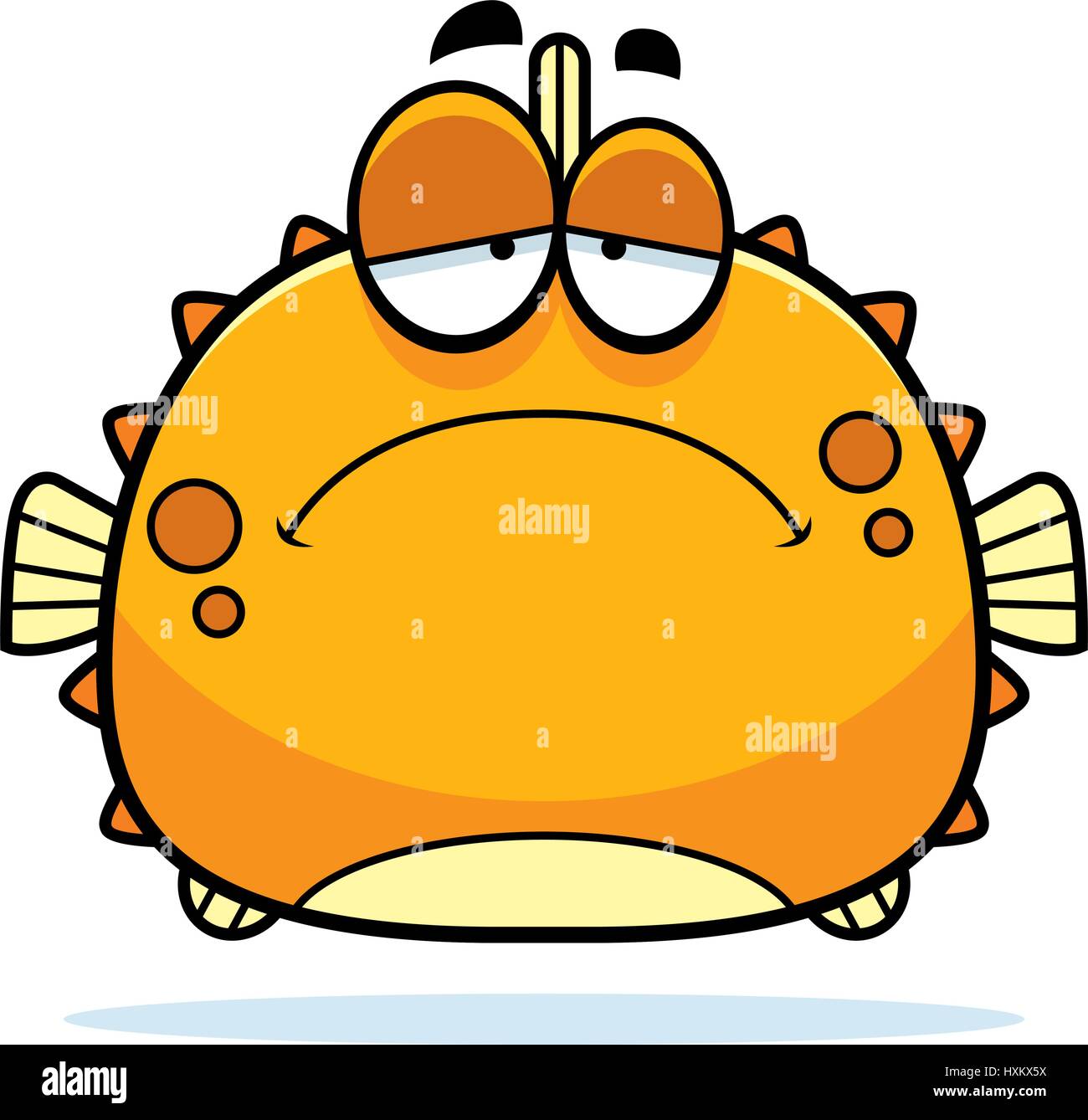 A cartoon illustration of a blowfish looking sad Stock Vector Image ...